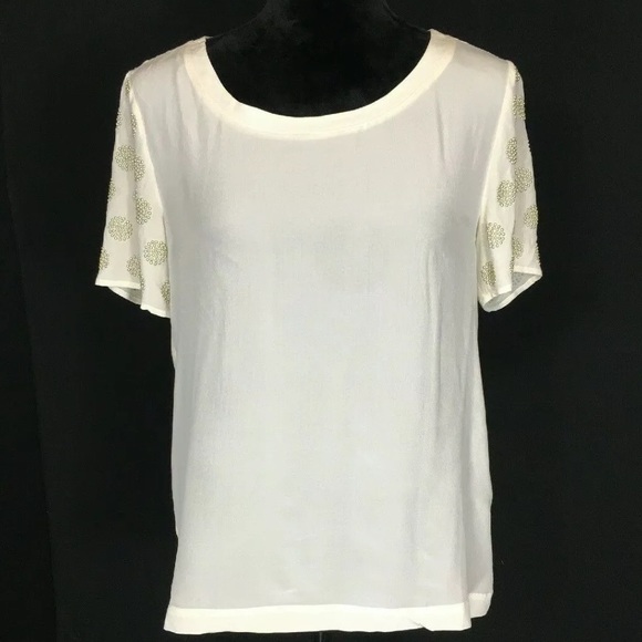 addison | Tops | Addison Silk Blouse S Top Off White Bead Sleeves ...